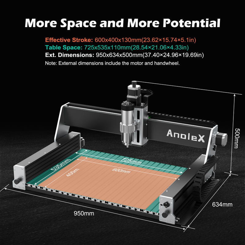 AnoleX CNC Router Machine RX6040 with 1.5KW Air Cooled Spindle, XYZ Ax
